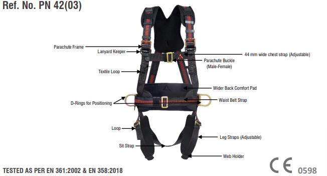 Karam Full body harness with padded shoulder, thighs and WP belt straps ...